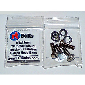 (8) - M4x12mm Regular Length Bolts for TVs & Monitors 29" or Smaller • Wall Mount Bracket to TV • VESA 75x75, 100x100 or 100x200 • Stainless