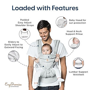 Ergobaby Omni 360 All-Position Baby Carrier for Newborn to Toddler with Lumbar Support & Cool Air Mesh (7-45 Lb), Midnight Blue