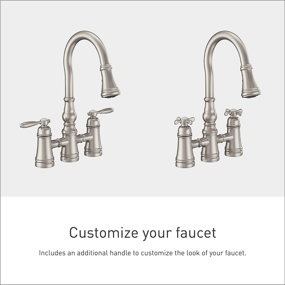 Moen S73204SRS Weymouth Two Handle Pulldown Bridge Kitchen Faucet, Spot Resist Stainless
