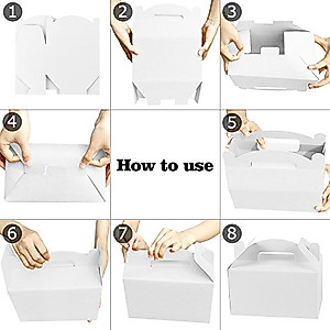 LaRibbons 12 Pack Treat Gift Boxes - 9.5 x 5 x 5 inches White Paper Box Recycled Kraft Gift Box with Stickers, Perfect for Birthday, Party, Wedding