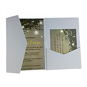 MillaSaw Silver Wedding Invitation Card Pocket Folders With Envelopes For Marriage Bridal Shower Birthday Graduation 20 sets (Silver)