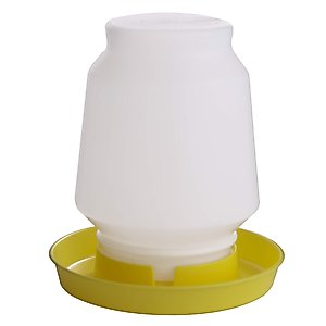 Little Giant® Complete Plastic Poultry Fount | 1 Gallon | Heavy Duty Plastic Gravity Fed Water Container Jar | Waterer for Chickens, Turkeys, Ducks & More | Made in USA | Yellow