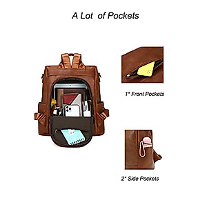 Shaelyka Water-resistant Women Backpack Purse, Leather Anti-theft Medium Shoulder Bag, Black