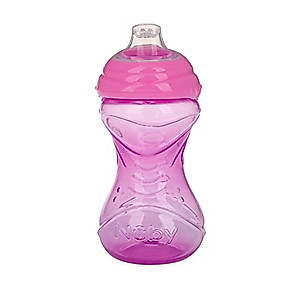 Nuby Clik-It Soft Spout No-Spill Easy Grip Sippy Cup for Girls - 3 Count (Pack of 1) 10 Oz - 6+ Months