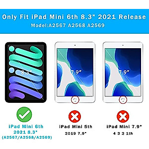 iPad Mini 6 Case for Kids (8.3-inch, 2021 Release), Lainergie Lightweight Shockproof Kid-Proof Cover Built-in Screen Protector with Handle Stand for New iPad Mini 6th Gen 8.3 Inch - Blue