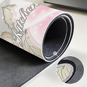 Grandkli Flower Pink Personalized Kitchen Mat Rugs,Non Skid Door Mats for Kitchen Floor,Custom Area Rug for Bathroom Laundry Room Rug Decor 17"X48"