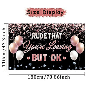 Trgowaul Retirement Farewell Party Decorations, Rose Gold Rude That You're Leaving But OK Banner Goodbye Backdrop, Going Away Banner Party Supplies Bye Office Work Graduation Party Decorations