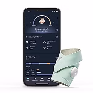 Owlet Dream Sock - Smart Baby Monitor - Foot Sensor to Track Heartbeat and Oxygen O2 Levels in Infants and Babies - Notifications for Night Wakings, Movement and Sleep State - Mint