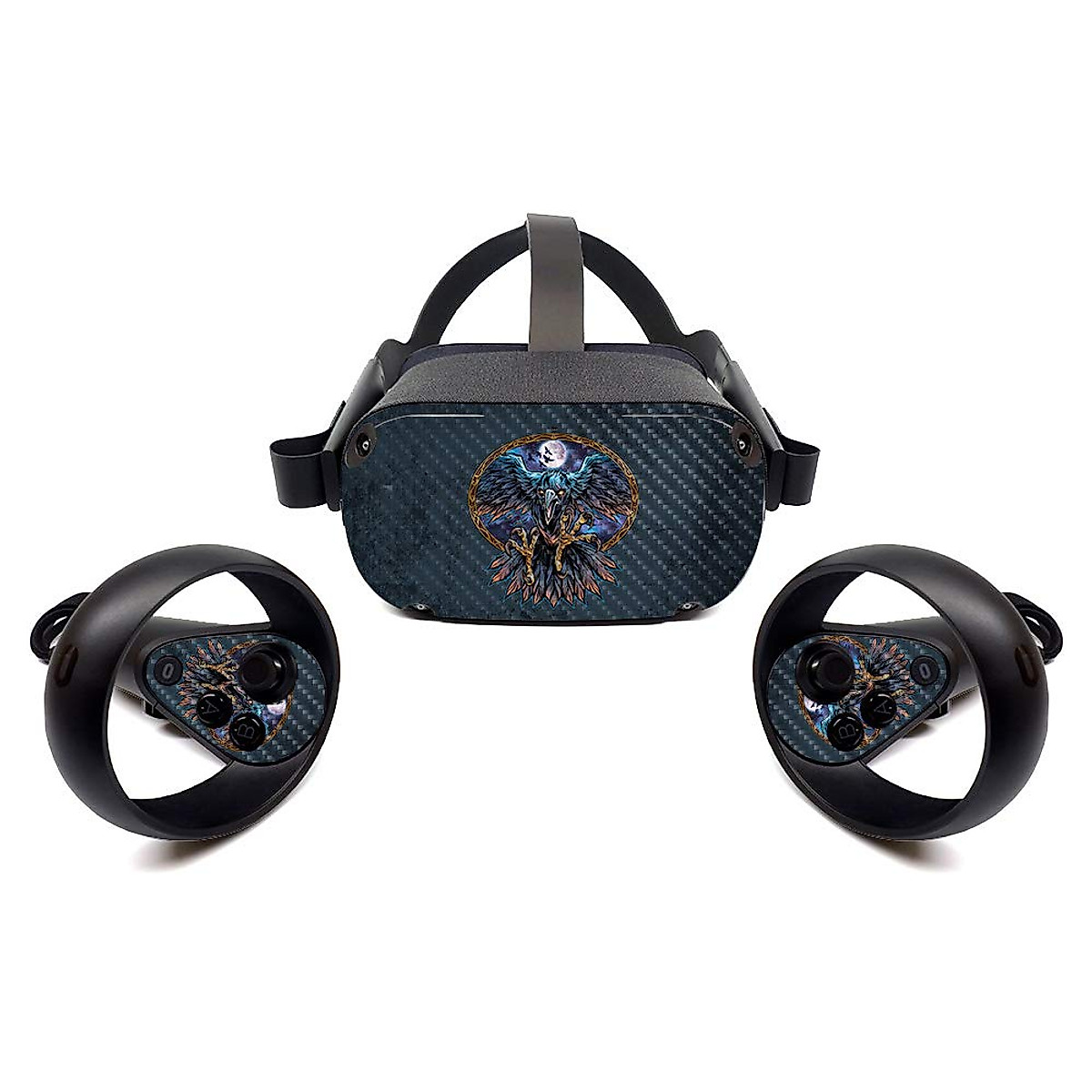 MightySkins Carbon Fiber Skin for Oculus Quest - Black Crow | Protective, Durable Textured Carbon Fiber Finish | Easy to Apply, Remove, and Change Styles | Made in The USA (CF-OCQU-Black Crow)