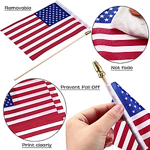 150 Pack Small American Flags on Stick 4 x 6 Inches Small US Flags Wooden Stick Patriotic Decorations Handheld Fourth of July Flag Mini American Flags for Lawn Memorial Day Independence Day Decoration