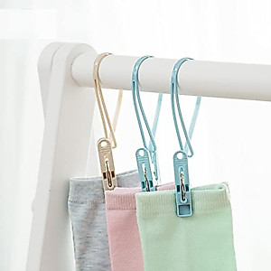 MXY Clothespins Socks Clip Underwear Clothes Clips Plastic Nonslip Grips Hanging Hold Pegs Travel Wardrobe Hanging Folders Clamps with Rope Strap Can Hang Anywhere You Need Set of 15 Pieces
