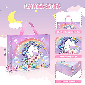 Sweetude 6 Pcs Unicorn Large Gift Bags 16inch Birthday Tote Bag with Handles Reusable Non Woven Shopping Bag for Party Favor(Unicorn)