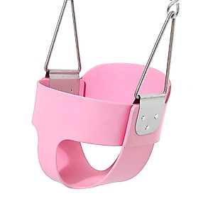 Pink Swing Set - Toddler High Back Full Bucket Swing - Heavy Duty Swing Seat - Swing Set Accessories