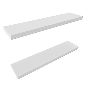 Colima Floating Shelves for Wall White Wood Wall Shelf for Bedroom, 36 Inch Wall Mounted Floating Shelves for Bathroom Living Room Kitchen Office, 1.3" Thick Floating Book Shelves for Wall, Set of 2