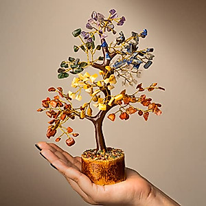 Handcrafted Healing Crystal Bonsai Tree - Feng Shui Chakra Tree with 200 Wooden Beads for Positive Energy and Balance - Perfect Home/Desk Decor and Reiki Good Luck Crystal Gifts by Karma Pledge