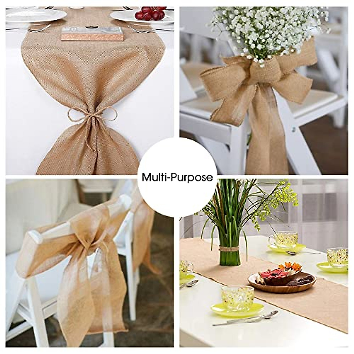 5 Pack Burlap Table Runners, 12 x 71 Inch Rustic Table Runner Farmhouse Table Decor, Burlap Woven Fabric Placemats Rustic Long Roll Home Decor for Outdoor Wedding and Dinner