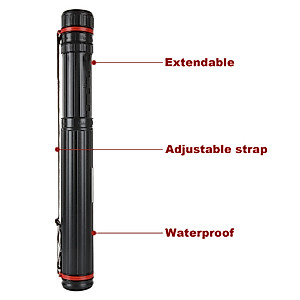 3 Pack Extendable Poster Tubes, Telescoping Art Tube, Water-Resistant Storage Tube for Documents Blueprints Artwork - Hard Plastic Black, 18 Inches to 27.5 inches with 2.75 Inch Opening