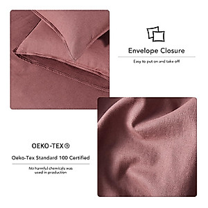 DAPU Linen Duvet Cover King, Washed Lightweight Bedding Set with Buttons Closures, 3 PCs Hypoallergenic Soft Linen Cotton Blend Duvet Cover Set with 8 Corner Ties (Cocoa, King)