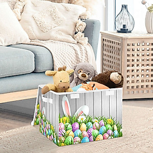 senya Easter Storage Baskets Collapsible Bins with Lids, Flowers Wood Boxes Clothes for Organizing (B06D22020)