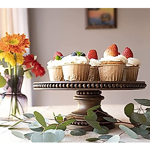 SMAAFIT 12 Inch Solid Cedar Wood Mud Pie Cake Stand for Wedding Decorative Display Serving Platter for Pastries Muffins Dessert Detachable Decorative Kitchen Server and Display(Brown)