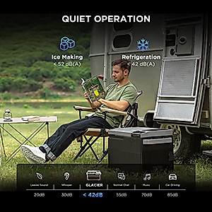EF ECOFLOW GLACIER Portable Car Refrigerator with Battery, 40Qt(38L) Electric Cooler with Ice Maker, Dual Zone WIFI APP Control(-13℉~50℉), 12/24V DC/AC For Car, Camping, Travel, Fishing, Outdoor