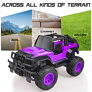 YongnKids Remote Control Car for Girls Boys, Rc Car Toy for 3 4 5 6 7 Years Old - 1:20 Scale Rc Truck with Road Vehicle for Kids Birthday Easter Christmas Toy Gift,Purple