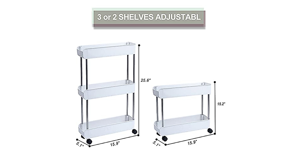 Slim Storage Cart - 3 Tier Mobile Organizer for Small Spaces
