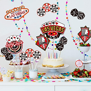 24 Pieces Las Vegas Party Decorations, Casino Party Centerpiece Sticks Casino Cutouts for Baby Shower Birthday Party Casino Theme Party Centerpiece Sticks Table Toppers(Las Vegas)