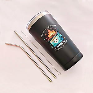Dumpster Fire Tumbler 20 OZ, Dumpster Fire Desk Accessories Emotional Support Funny Gifts for Coworkers