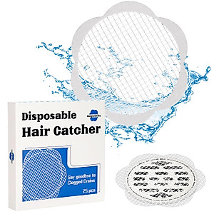 25pcs Disposable Drain Covers Mesh Stickers,Shower Hair Catchers Sink Strainers,Protector for Bathroom,Tub,Flat,Sinks,Strainer,Bath 4 inch HeipokLife