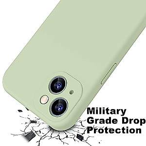 Ktele Compatible with iPhone 13 Case 6.1 inch Premium Liquid Silicone [Soft Microfiber Lining Anti-Scratch] Gel Rubber Full-Body Bumper Protection Camera Protect Case-Matcha