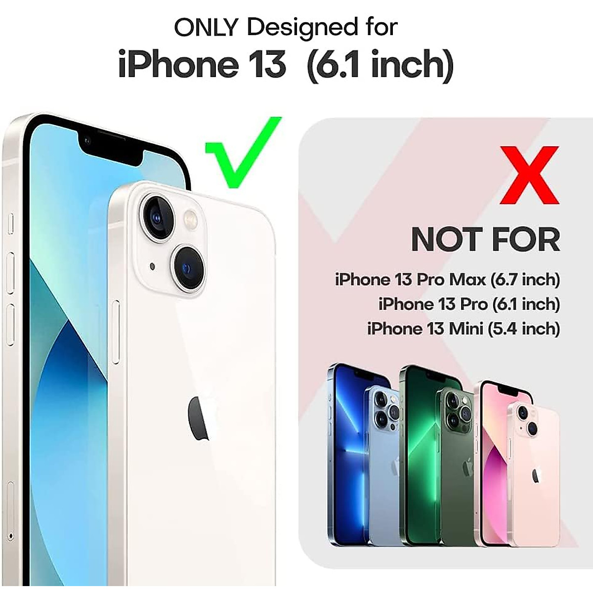 TAURI [5 in 1 Designed for iPhone 13 Case, [Not-Yellowing] with 2X Tempered Glass Screen Protector + 2X Camera Lens Protector [Military-Grade Drop Protection] Shockproof Slim 6.1 Inch Pink…、