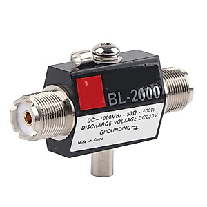 Coax Surge Protector, BL‑2000 Coaxial Lightning Surge Protector Coaxial Lightning Arrestor PL259 Female to PL259 Female Coaxial Lightning Arrestor