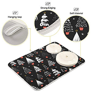 Nander Dish Drying Mat Cushion Pad Tableware Bar Absorbent Heat-resistant Mat For Kitchen Hotel Sink Drainer 18 by 24 Inches, Abstract Christmas Trees