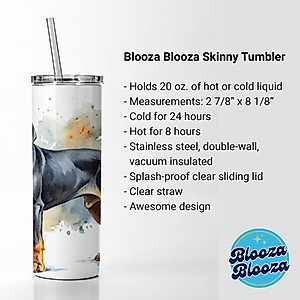 Black And Tan Coonhound Dog Watercolor Style Skinny Tumbler 20oz with Straw Insulated Water Bottle Gift