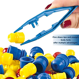 ISOLAB USA - Tapered Tweezers/Plastic Blue Forceps (Pack of 50, Bulk Priced, Disposable, Grooming, Labs, First Aid, Medical usage)