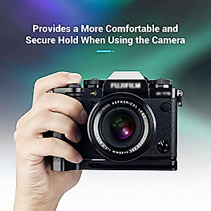 JJC Solid Metal Hand L-Shape Grip Secure Quick Release Plate L Bracket Holder for Fuji Fujifilm X-T5 XT5 XT-5 Mirrorless Digital Camera Replaces MHG-XT5 Metal Hand Grip