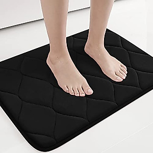 Colorxy Memory Foam U-Shaped Toilet Rugs, Ultra Soft & Non-Slip Bathroom Rugs, Water Absorbent and Machine Washable Toilet Bath Mat, Commode Contour Bath Rugs for Toilet, 24''x20'', Black