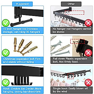 plainshe Wall Mounted Clothes Drying Rack,Laundry Drying Rack Wall Space Saver Clothes Rack,Retractable,Collapsible(Tri-Fold), for Balcony,Laundry,Bathroom