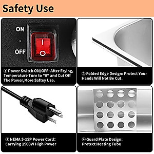 AGKTER Deep Fryer,Commercial Deep Fryer,Electric Deep Fryer with Basket,Stainless Steel Electric Countertop Fryer with Over-Temperature Protection For Restaurant and Home Use 10.5qt 1500W 110V