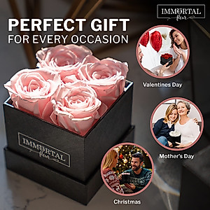 Immortal Fleur Preserved Roses In A Box, Preserved Flowers, Forever Roses Box, Mom Birthday Gifts, Flowers for Delivery Prime Birthday, Valentines Day Flowers for Wife, Pink 4