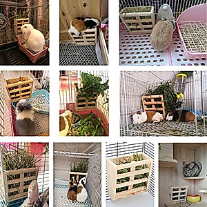 Rabbit Hay Feeder Guinea Pig Hay Rack Wooden Hay Holder for Small Pets Bunny Guinea Pig Chinchilla (Hay Feeder-B)