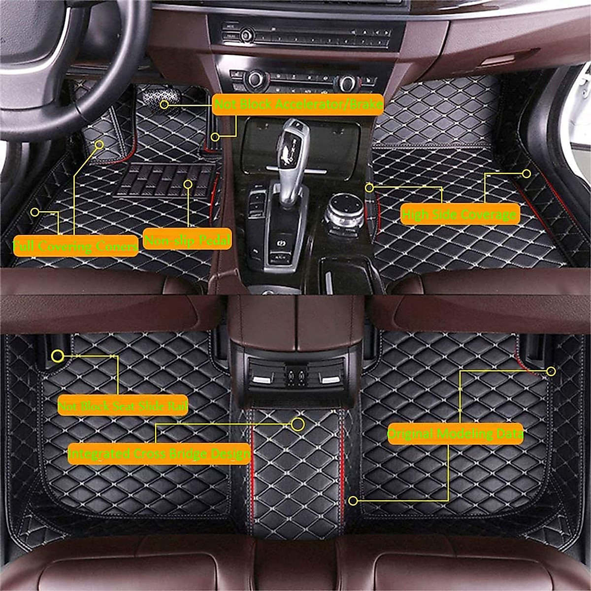 Car Floor Mats for Volvo - S60 2011-2017 Full Coverage Foot Pad All Weather Anti-Slip Waterproof Dustproof Interior Protection Luxury PU Leather Custom Auto Carpe QUUFAA (Beige,S60 2011-2017 Year)