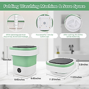 Portable washing machine, Portable Washer Cleans Underwear,Baby Clothes,Small Clothes,Pet Clothes for Traveling Camping Apartments RV.(Green, 12L)