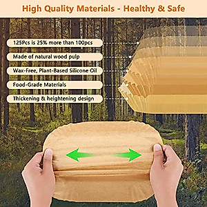 Air Fryer Liners 8 Inch,125Pcs Premium Food Grade Parchment Paper, Air Fryer Disposable Paper Liner for Air Frying, Baking, Roasting Microwave, Non-Stick Cooking Air Fryer Paper Square Free of Bleach