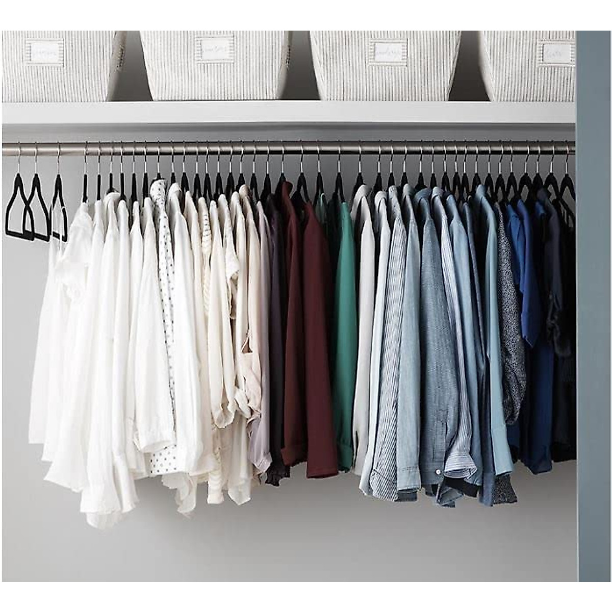 Method Mod Premium Velvet Hangers | Ultra Slim, Non-Slip, Durable Clothes Hanger, Coat Hanger, and Pants Hangers with 360 Degree Swivel Hook | Black Hangers 50 Pack