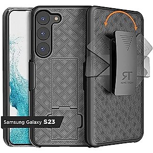 Rome Tech Holster Case with Belt Clip for Samsung Galaxy S23 6.1" [ONLY] Slim Heavy Duty Shell Holster Combo - Rugged Phone Cover with Kickstand Compatible with Samsung Galaxy S23 - Black Lines