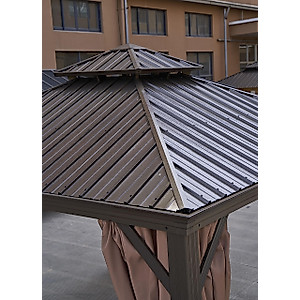 CIATRE 12x12FT Outdoor Permanent Hardtop Gazebo Canopy for Patio, Garden, Backyard - Alu Gazebo with Steel Canopy and Double-Roof Design