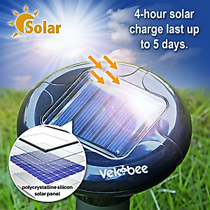 Pack of 4 Sonic Mole Repellent Solar Gopher Repellent Ultra Sonic Vole Chaser Mole Sonic Vibrator Spike Keep Moles Away from Yard Lawn