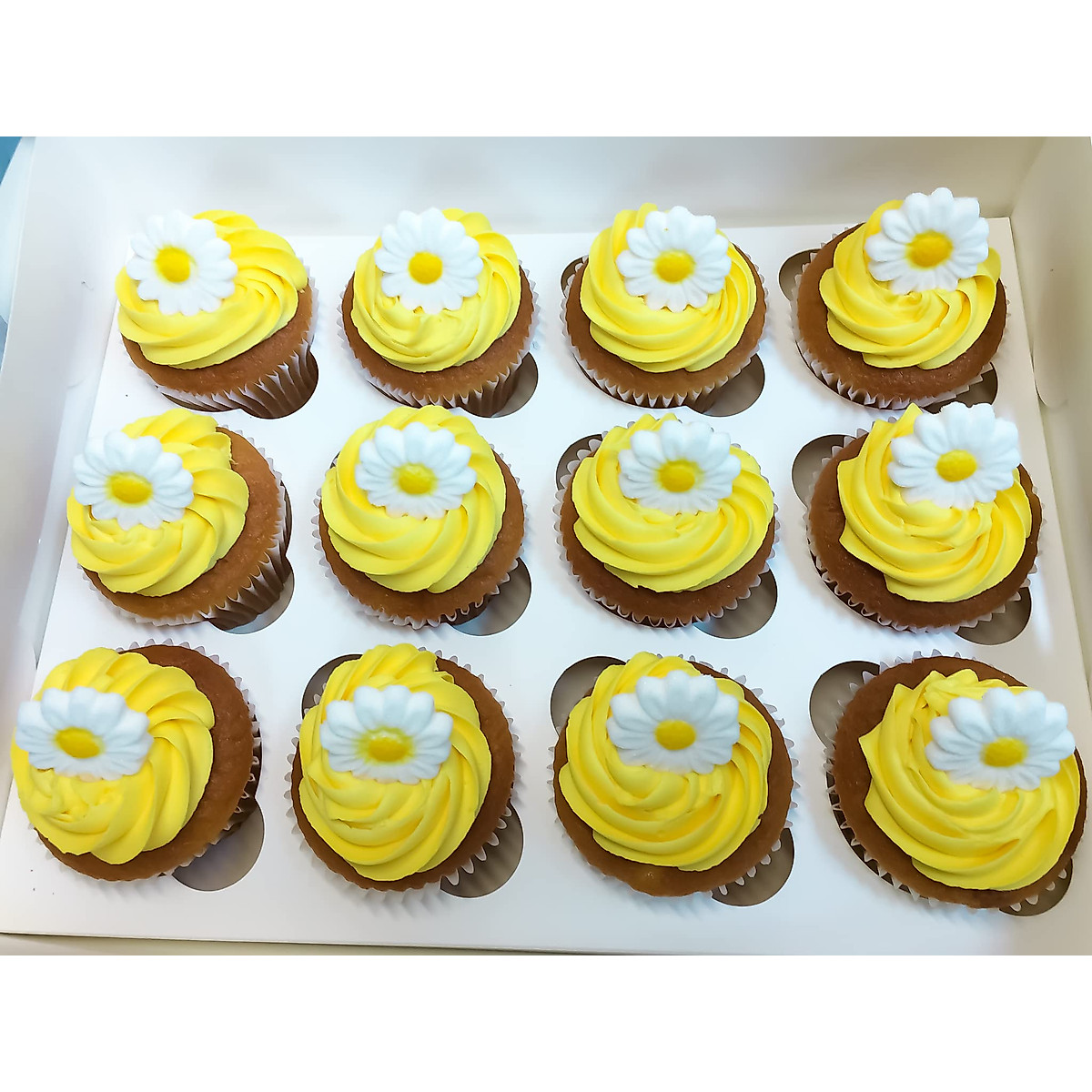 24pk White Daisies Sugar Decoration Toppers for Cakes Cupcakes Cake Pops